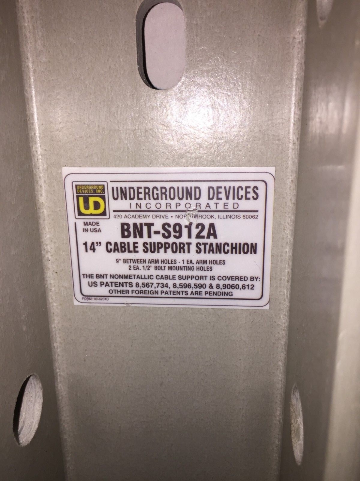Underground Devices BNT-S912A 14" Nonmetallic Cable Rack Stanchion Lot ...