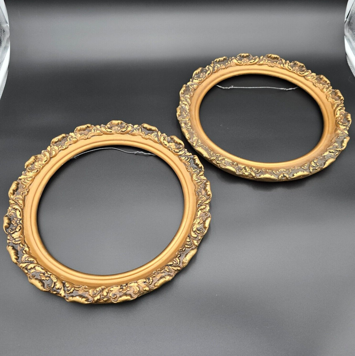 Vintage Ornate Frame Gilded Gold Oval Empty Large Golden Gilded