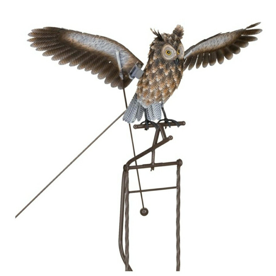 OWL ROCKER STAKE REGAL 12962 WINGS FLAP METAL KINETIC GARDEN YARD DECOR ...