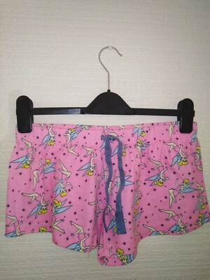 New Womens Disney Tinkerbell Pink Shorts Pyjamas Size 10 12 Look | eBay UK