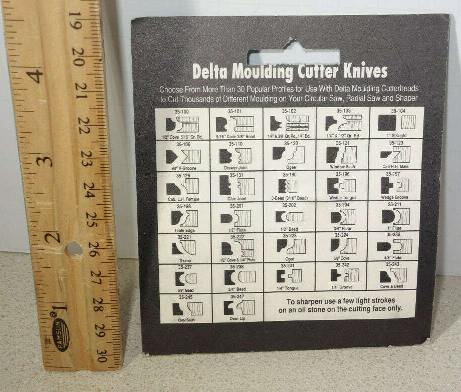 Delta Molding Cutter Knives Knife Set 35-221 Moulding Cutterhead USA ...