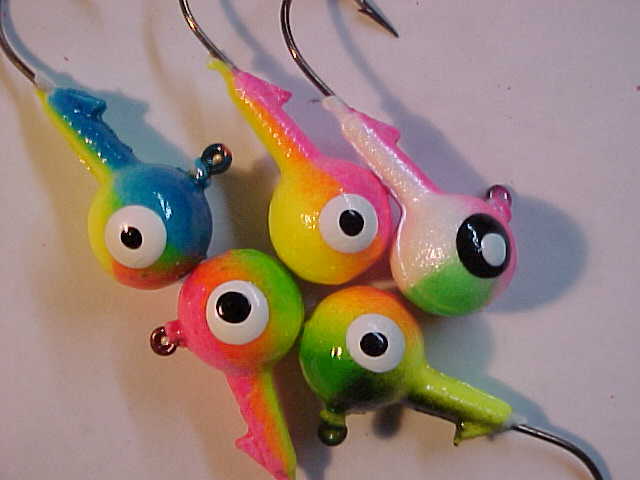 25 NEW FLOATING WALLEYE JIG HEADS 3/8 SIZE 1 HOOKS ASSORTED FOAM #3133 ...