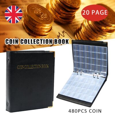 COIN ALBUM for 480 coins perfect for 50p £1 COINS FOLDER BOOK COLLECTOR ...