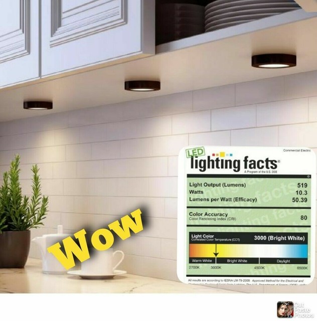 Commercial Electric 21323KIT-BK LED AC Puck Light Kit - Black (3 Pack ...