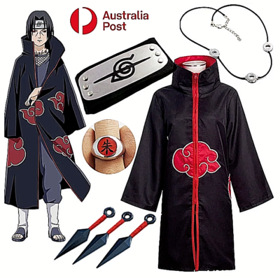 Naruto AKATSUKI ROBE Cloak Uchiha Itachi Cosplay Costume Claok Cape ...