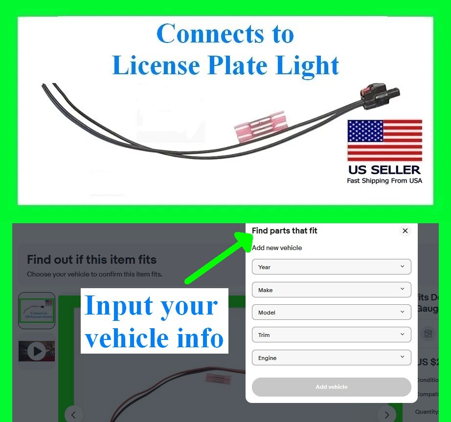 fits Dodge Jeep RAM License Plate Light Lamp Connector Harness Plug ...