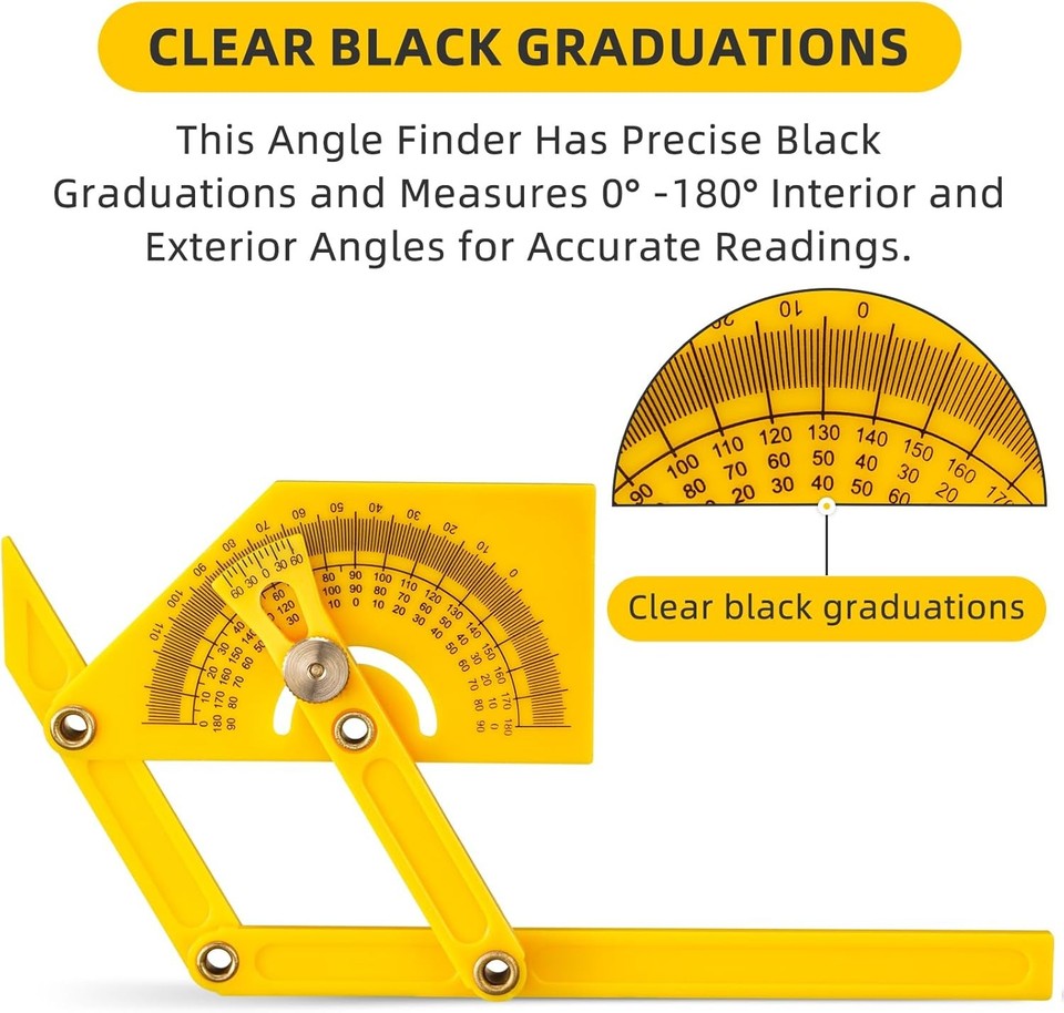 2 Pcs Protractor Angle Finders, Adjustable Protractors 0°-180° with ...
