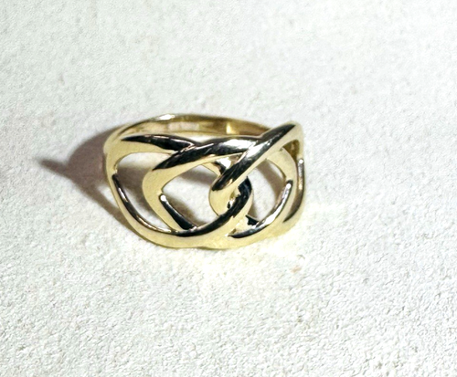 Solid 10K Yellow Gold Abstract Wide Interlinked Ring Size 7.75 | eBay