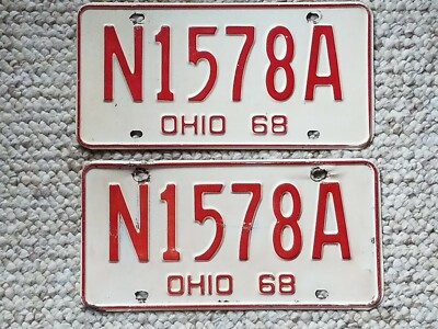 1968 Ohio License Plate matched vintage pair N1578A | eBay