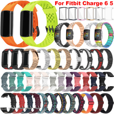 For Fitbit Charge 6 5 Smart Watch Woven Nylon Silicone Leather Metal ...