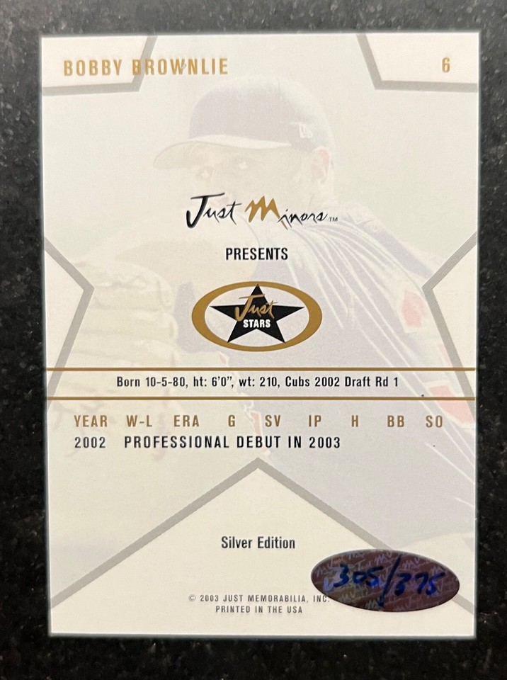 2003 Just Stars Autograph Silver Bobby Brownlie #6 305/375 | eBay