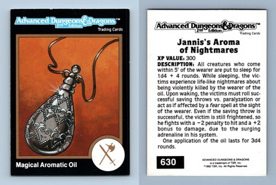 Magical Aromatic Oil #630 Advanced Dungeons & Dragons 1992 TSR Trading ...