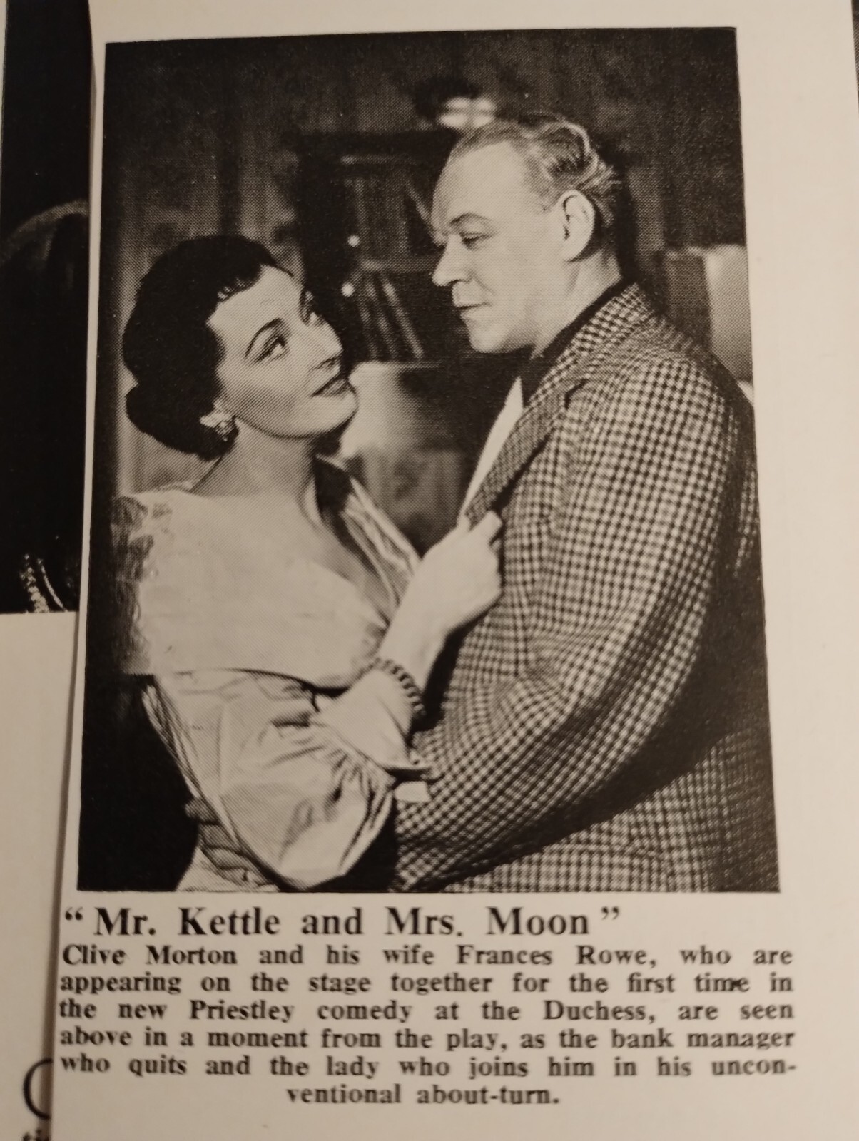 P1l Ephemera 1950s Theatre Picture Clive Morton Frances Rowe | eBay