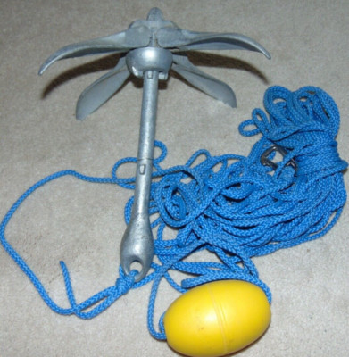 PORTABLE FOLD-UP GALVANIZED GRAPNEL ANCHOR WITH ROPE 1.5KGS 3.3 lbs | eBay