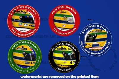 Ayrton Senna Racing F1 Circle Helmet Sticker Vinyl - Scuderia GP | eBay