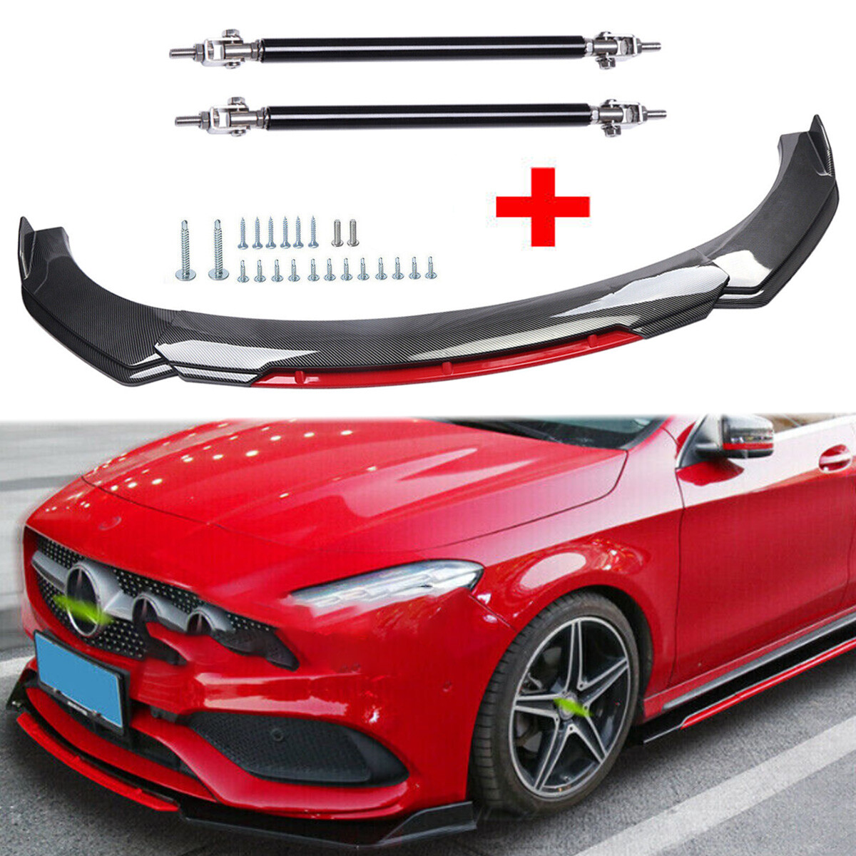 For Mercedes-Benz Front Bumper Lip Spoiler Splitter Carbon Fiber Black ...