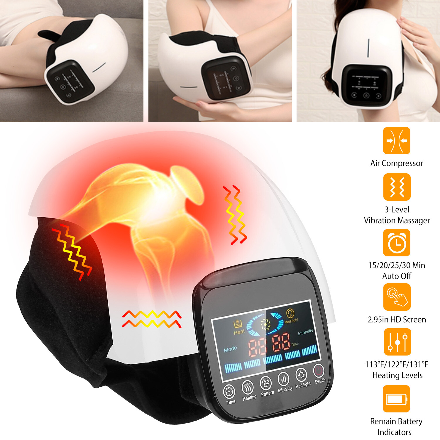 Knead Relief Pro Knee Massager Cordless Kneemedy with Heat and Red ...