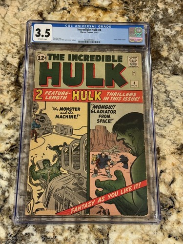 Incredible Hulk #4 1962 Marvel Comics CGC 3.5 OW Pages Origin of Hulk ...