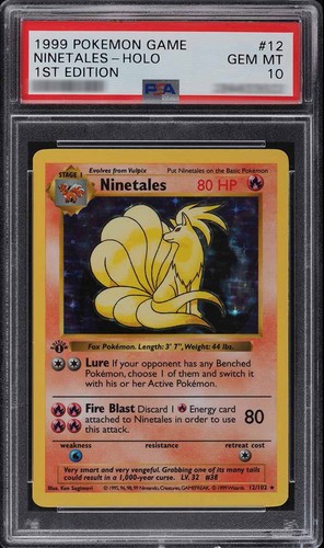 1999 Pokemon Base Set 1st Edition Shadowless Holo Ninetales #12 - PSA ...