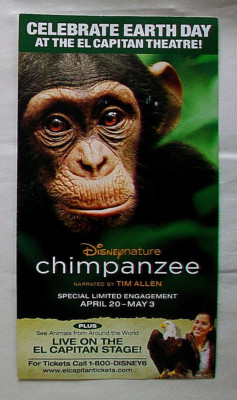 EL CAPITAN THEATRE Flyer Invitation Brochure CHIMPANZEE Tim Allen 2012 ...