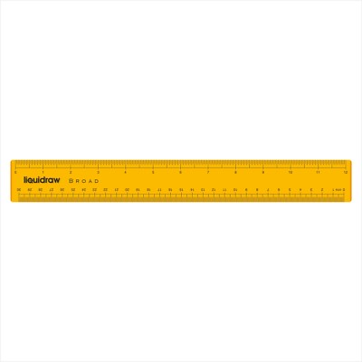 Liquidraw Ruler 30cm 12" Broad Orange Transparent Plastic Professional ...