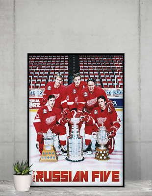 1997 Detroit Red Wings Stanley Cup & Russian Five Color Picture 16 X 20 ...