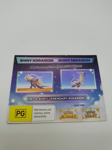 Pokemon Scarlet/Violet Serial Codes Shiny Miraidon & Koraidon In-hand ...