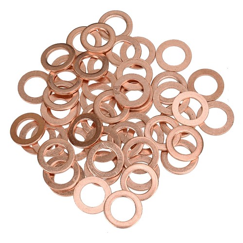 50Pcs M10 Copper Crush Washer Seal Flat Ring Gasket For Car SUV Truck ...