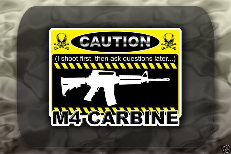 M4 Carbine Gun decal sticker Caution Rifle | eBay