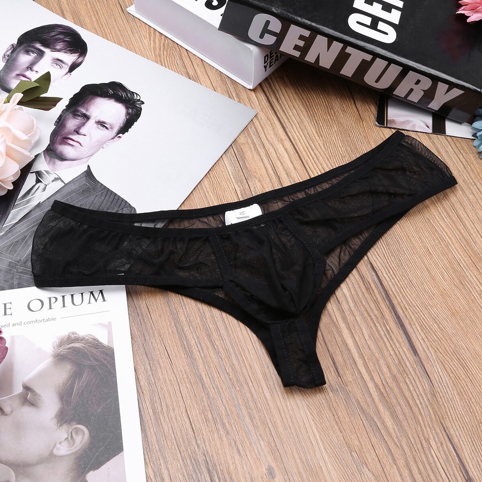 Freebily Sexys Men See-Through Lace Night-Robe Transparent Sleepwear ...