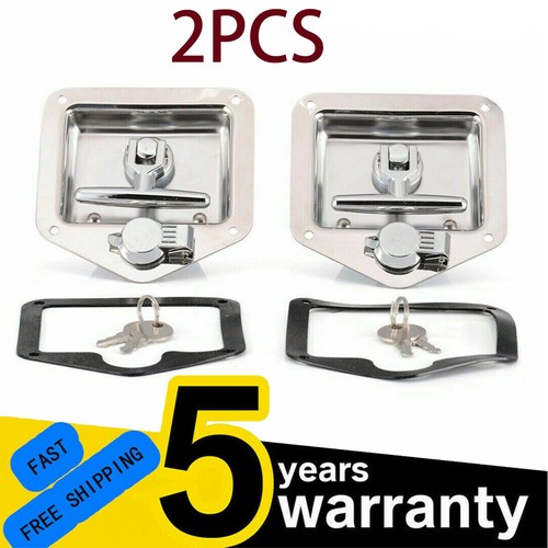 2x Stainless Steel Recessed Folding T Handle Trailer Paddle Trailer ...