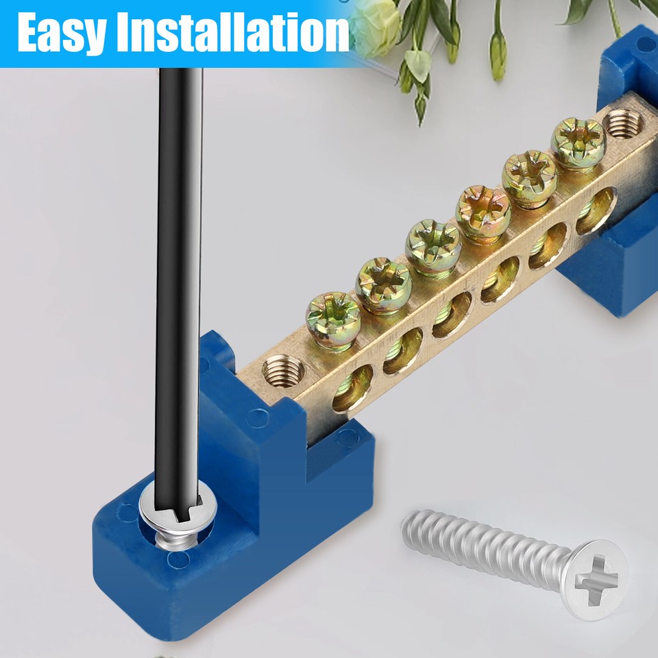 2X 6 Terminal Bus Bar Block Power Distribution Brass Wire Screw ...