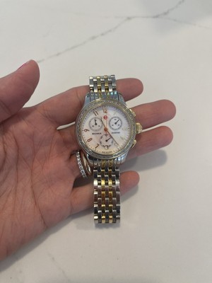 MICHELE Sidney Diamond 38mm Stainless Steel Case, Two-Tone Gold ...