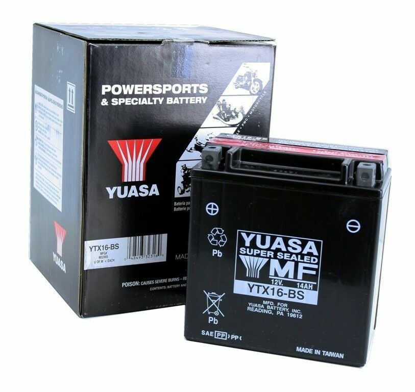 BNIB YUASA YTX16-BS Motorcycle Battery 12V Wet Cell Yumicron Suzuki ...