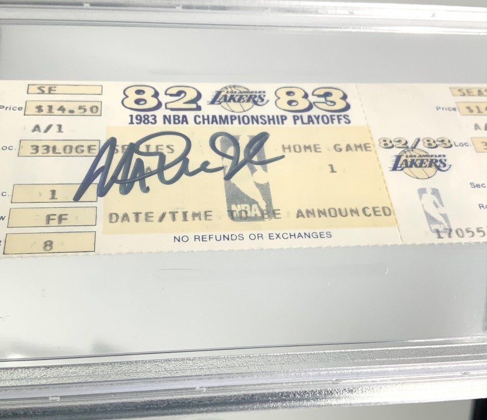 1983 NBA Championship Ticket Signed by Los Angeles Lakers Magic Johnson ...