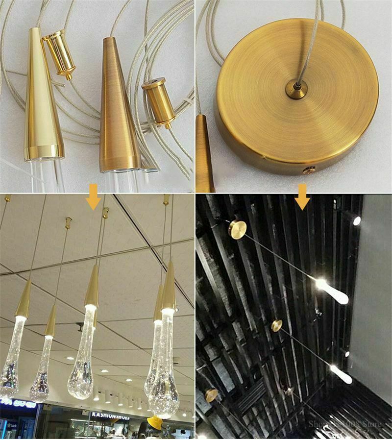 Modern Led Water Drop Pendant Lights Hanging Crystal Glass Fixture ...