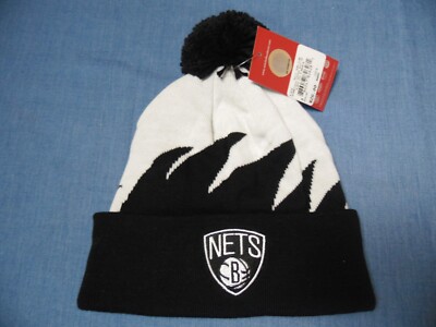 Mitchell & Ness NBA Brooklyn Nets Cuffed Pom Knit Beanie Hat Winter ...