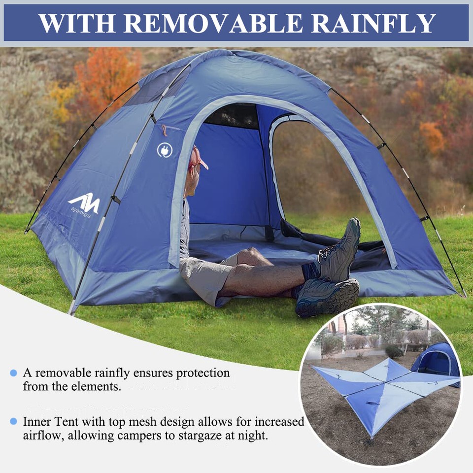 4 Person Outdoor Waterproof Dome Family Camping Tents with Removable ...
