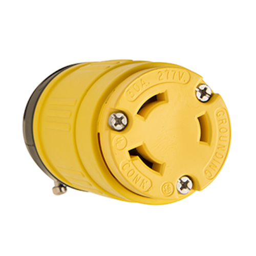 RUBBER DUST-TIGHT LOCKING CONNECTOR, YELLOW Female Plug end Nema L7-30 ...