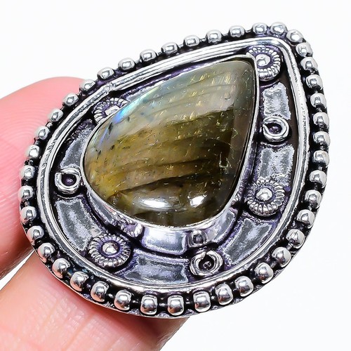 Labradorite Gemstone Handmade 925 Sterling Silver Jewelry Ring Size 9.5 ...