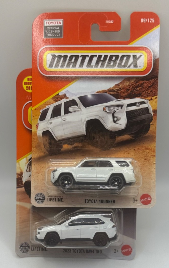 Matchbox Lot of 2 cars: Toyota 4Runner and 2023 Toyota RAV4 TRD (white ...