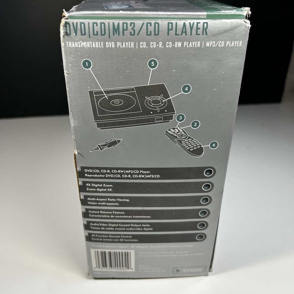 GPX DV4000 Portable DVD CD MP3 Player Silver w Remote New Open Box ...