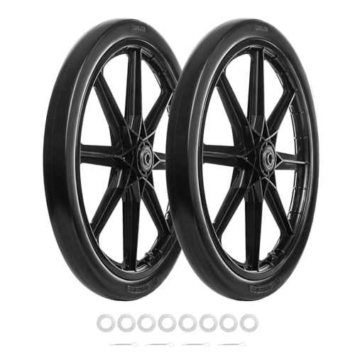2 Pc 20" Flat Free Solid Tires Wheels, 20x2 Air Less Tire with Bearings ...