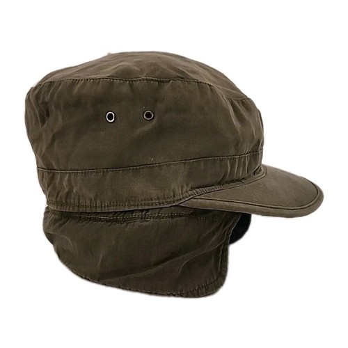 WWII US ARMY FIELD CAP HAT OD VISOR COTTON with Ear Flaps Vintage | eBay