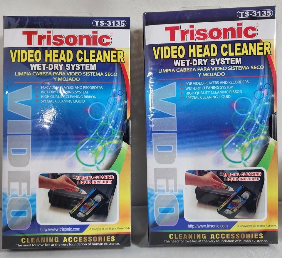 2-Pack Head Cleaning Video Tape Cassette For VHS VCR Player Wet-Dry ...