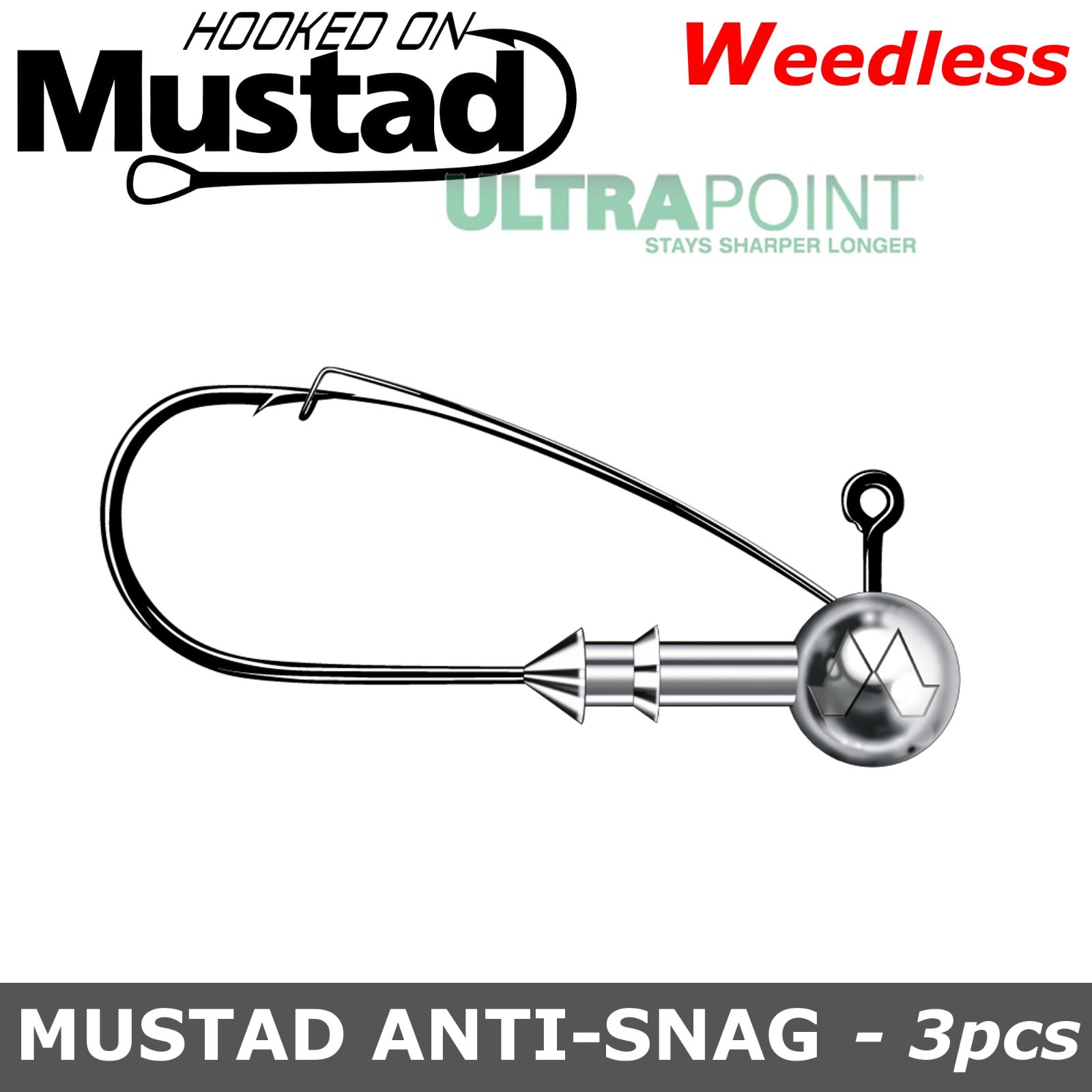 Weedless Jig heads Mustad ANTI-SNAG 1/0 - 6/0 3g -15g Predator Tackle ...