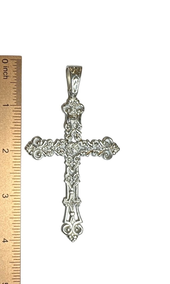 Sterling Silver Large 4" Filigree Cross Pendant | eBay