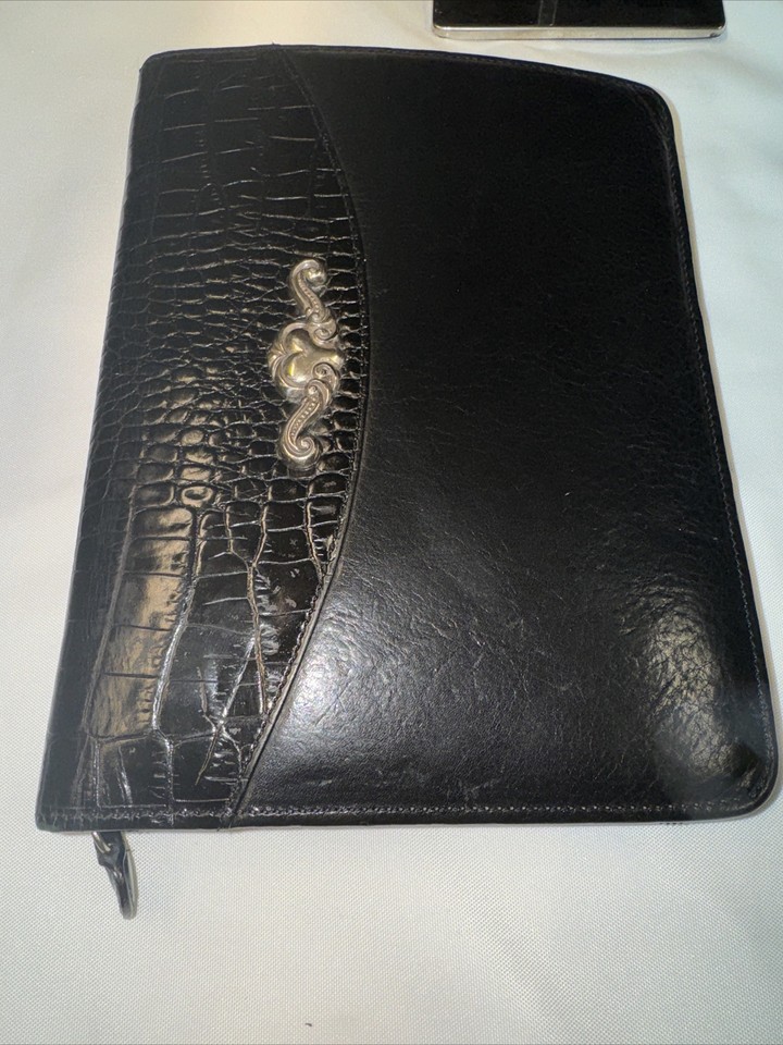 Brighton Black Leather Planner Organizer Agenda Binder 3 Ring 10 X 7.5 ...