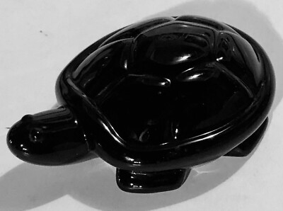 Solid Glass Black Turtle Figurine Paperweight Detailed w Feet 7.3 ...