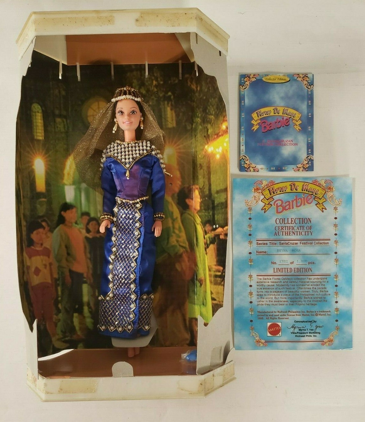 1998 Barbie Flores De Mayo REYNA MORA Blue Dress SantaCruzan Festival ...